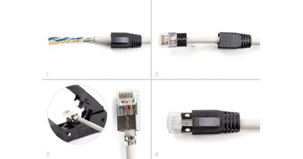 Delock RJ45 Modular Plug with strain relief Cat.6A, Cat.7 and bend ...